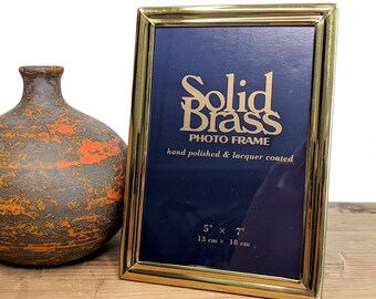 Vintage 5x7 Solid Brass Photo Frame Polished Lacquered Brass Picture ...