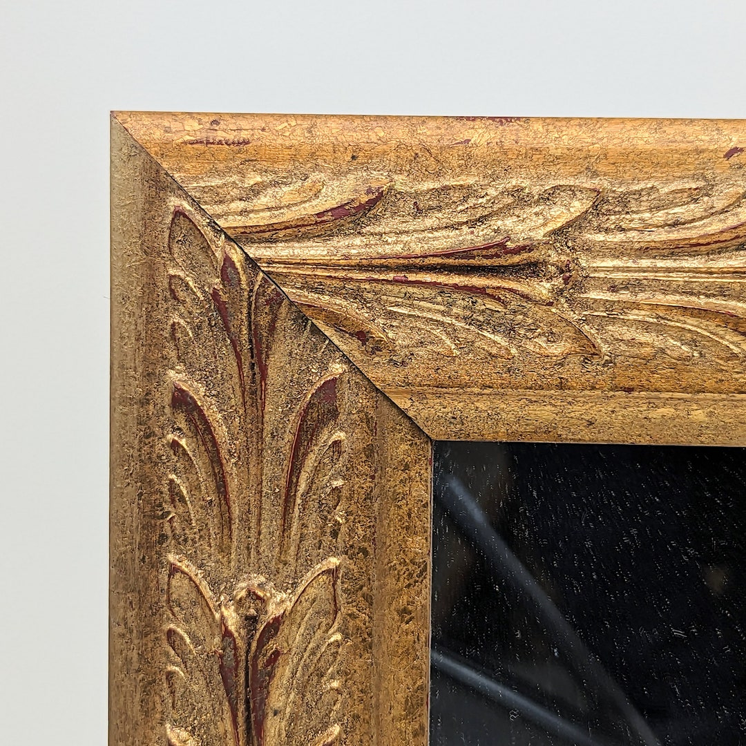 Square Gilded Ornate Vintage Mirror, Antique Look With Wide Profile and ...