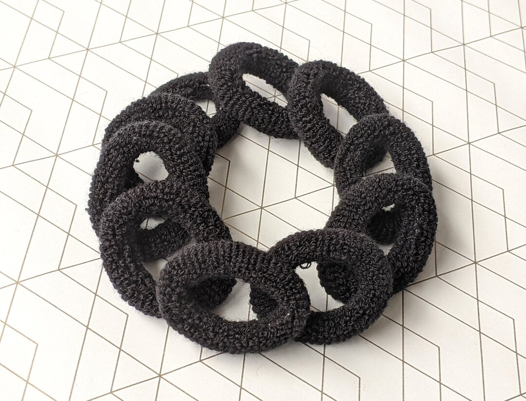 80s Vintage Black Terry Cloth Hair Elastics Set, Sporty Retro Hair ...