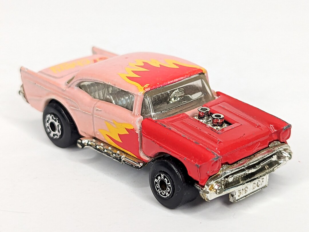 Matchbox 57 Chevy Pink and Red Flames, Superfast, Opening Hood, 1979 ...
