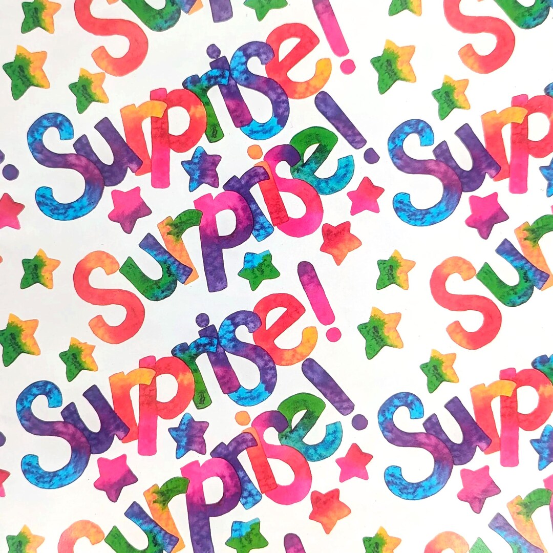 Vintage 80s SURPRISE Birthday Wrapping Paper Sheet, 19.75 X 27.25 ...