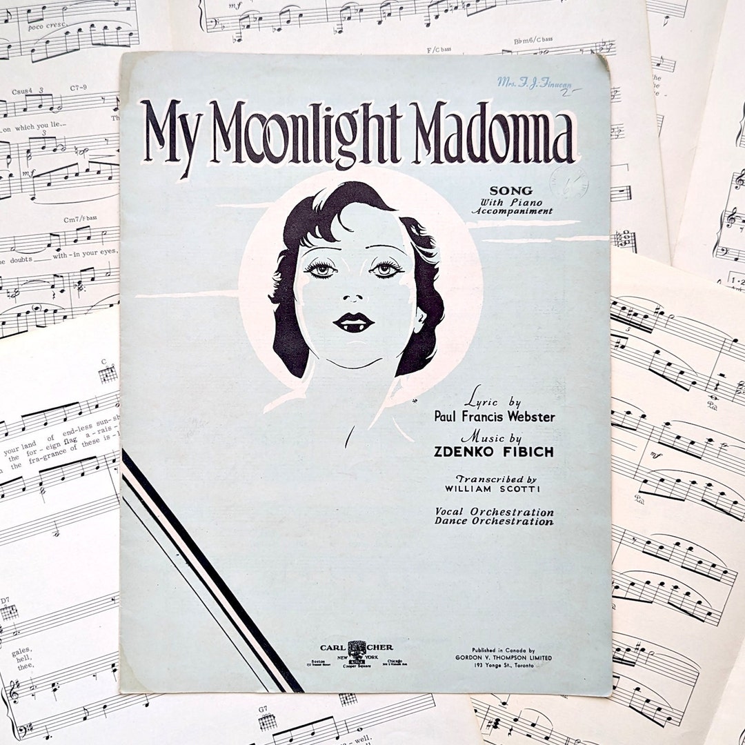 My Moonlight Madonna 1933 Sheet Music, Lyric by Paul Francis Webster ...