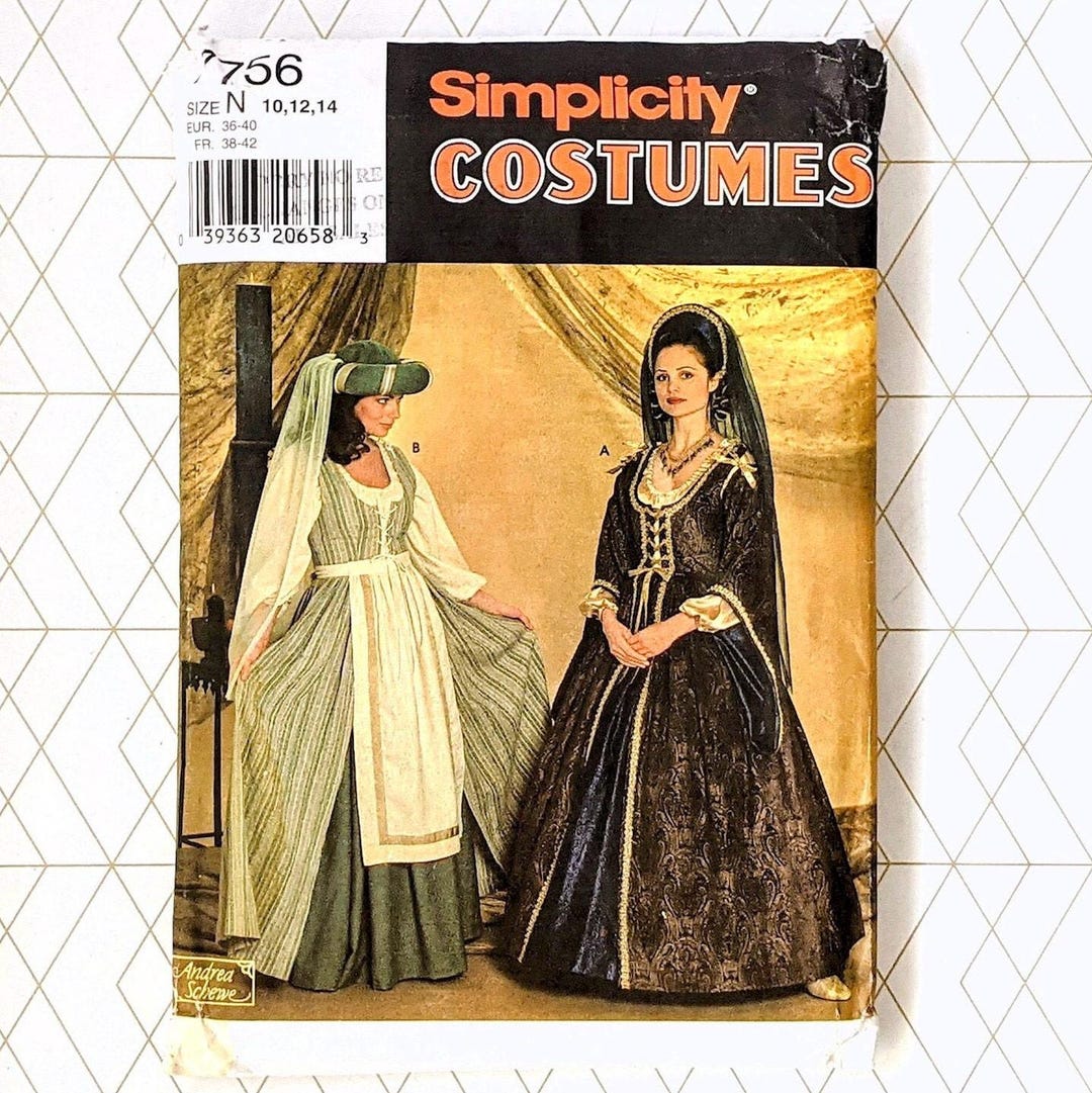 Vintage Simplicity Costume Pattern, Medieval, Renaissance Dress ...