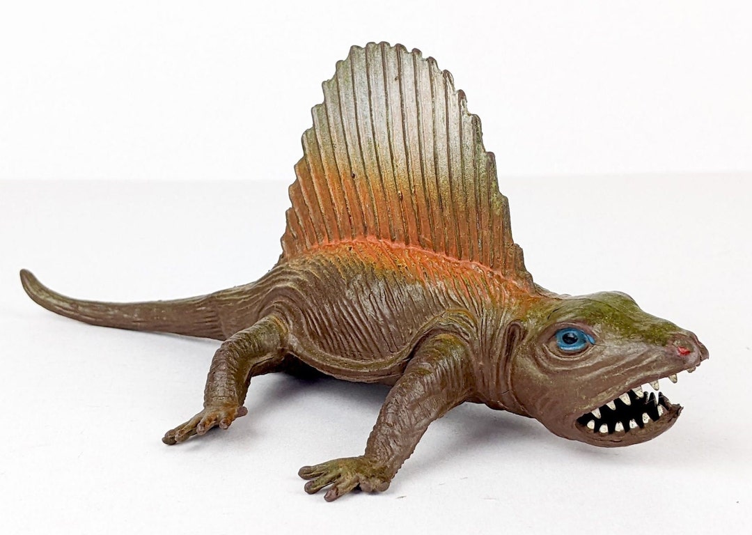 Vintage 1980s Dimetrodon Dinosaur Toy Hard Plastic Natural Coloring ...