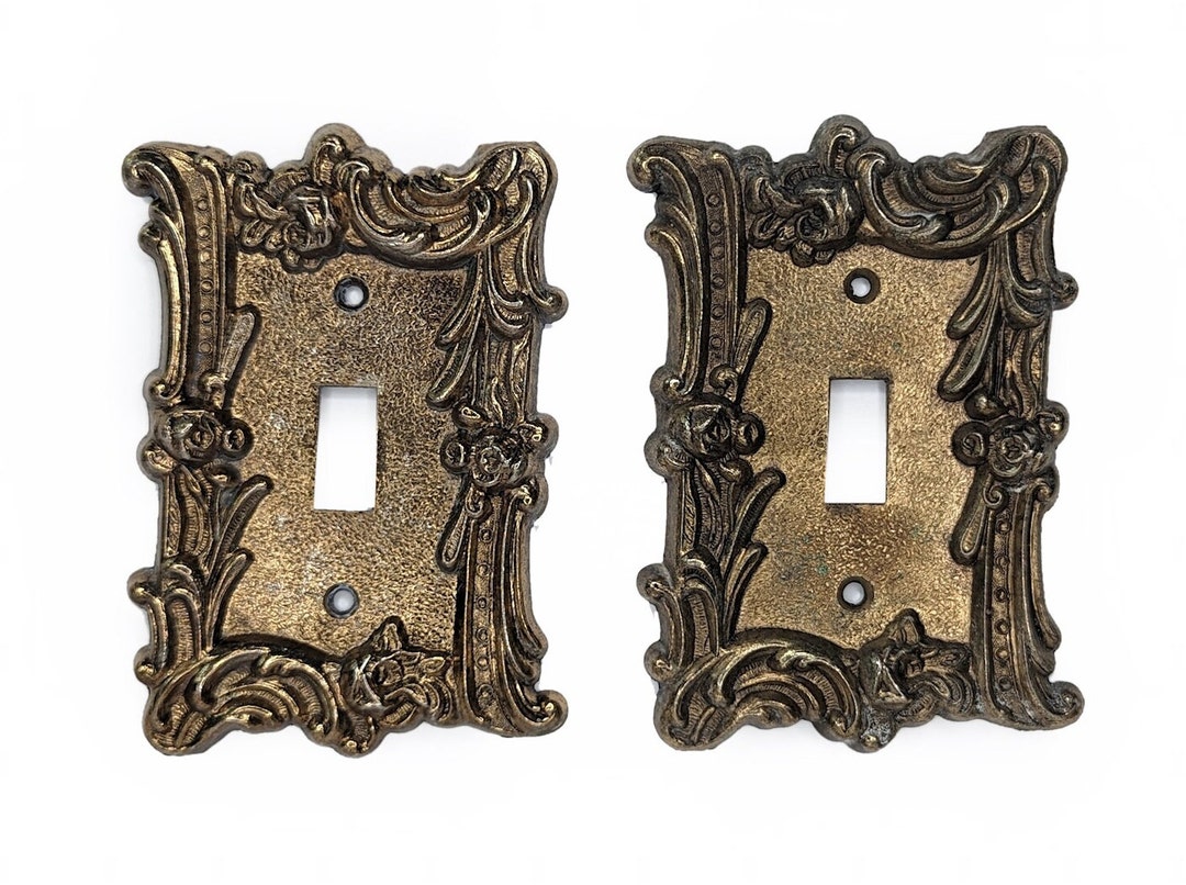 Hollywood Regency Mid Century Ornate Brass Tone Metal Single Switch ...