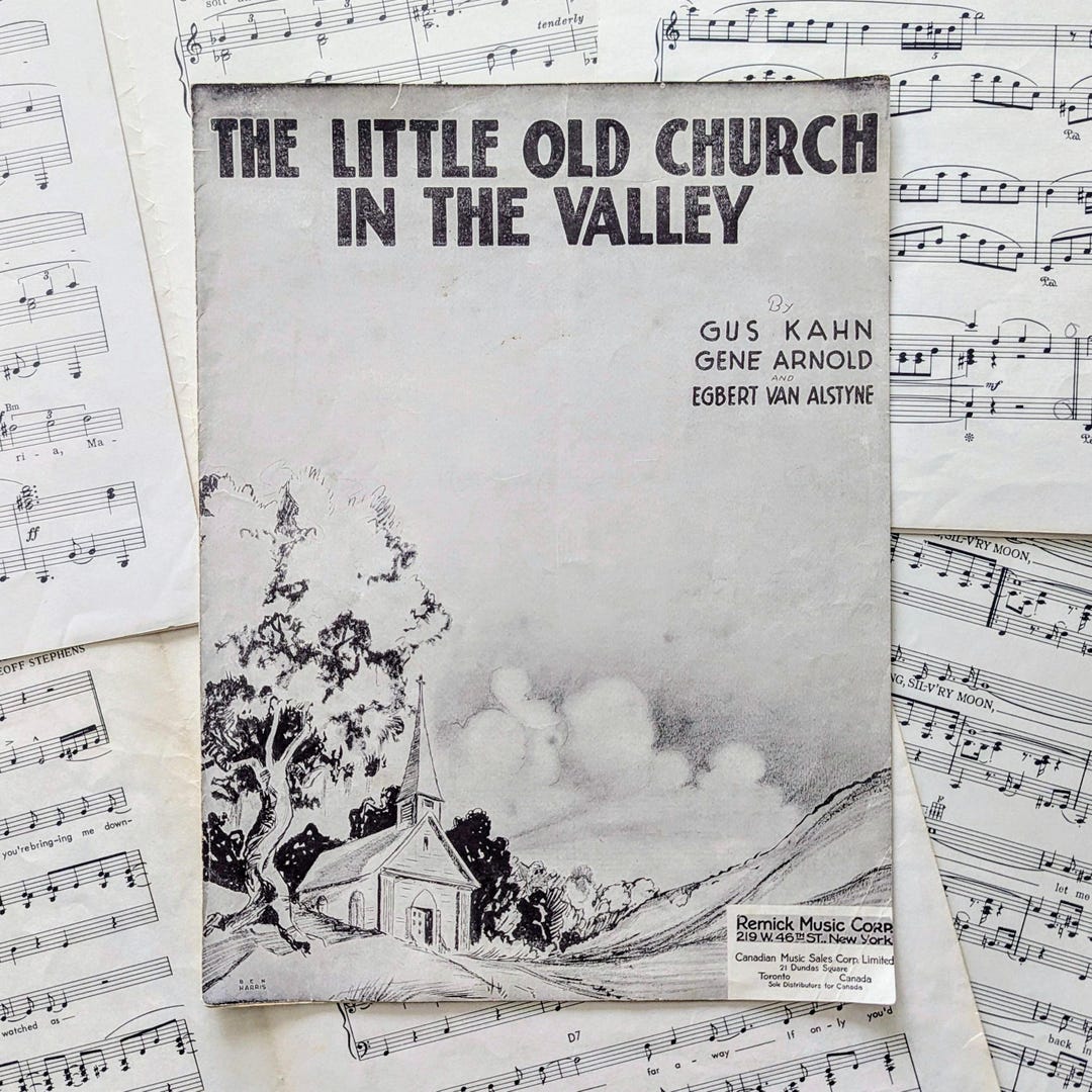 Vintage the Little Old Church in the Valley 1931 by Gus Kahn, Gene ...