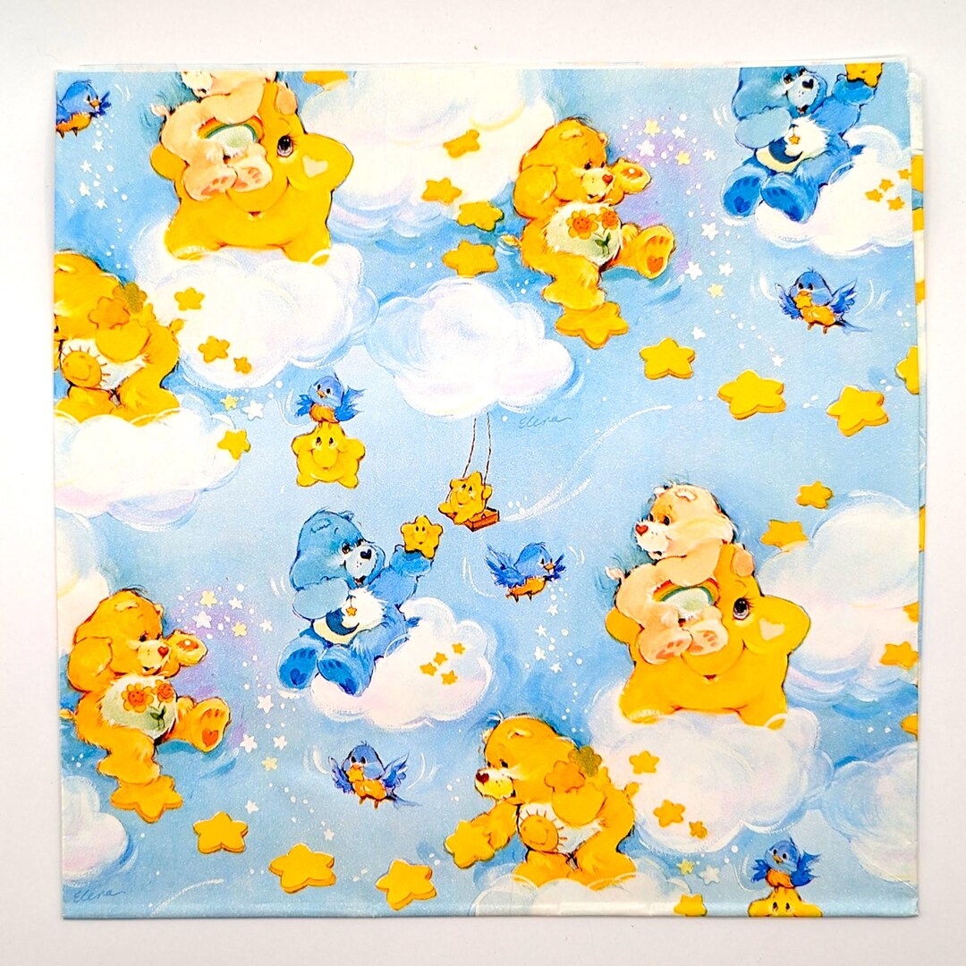 Vintage Care Bears in Clouds With Stars Wrapping Paper Sheet, 20 X 30 ...