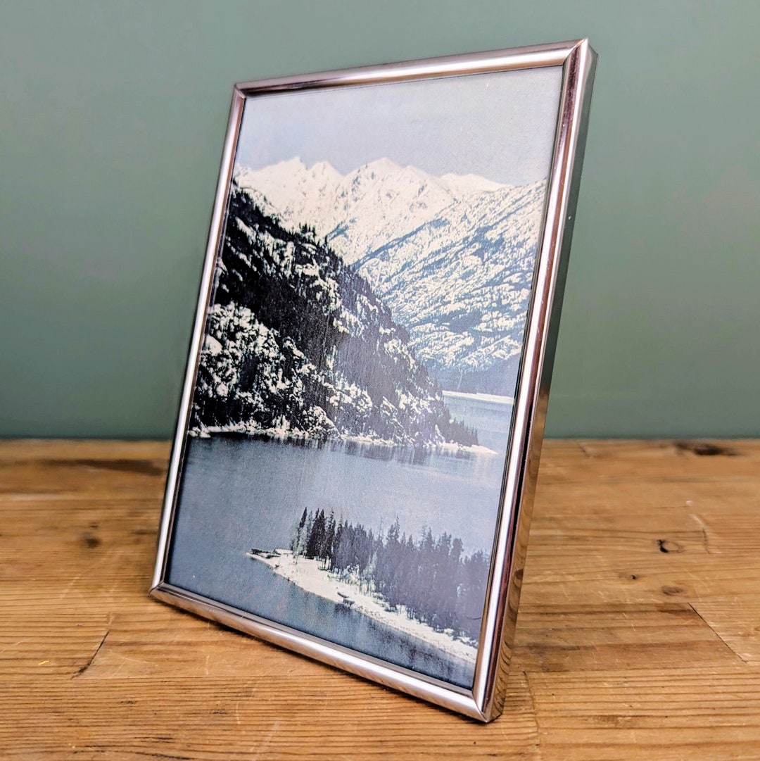 Minimalist 5x7 Shiny Silver Metal Frame, Vintage Silver Tone Modern ...