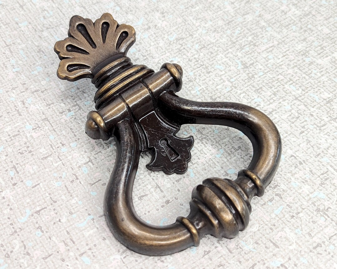 Large Vintage Ornate Brass Drawer Pull 2.5" Centers Door Knocker Style ...