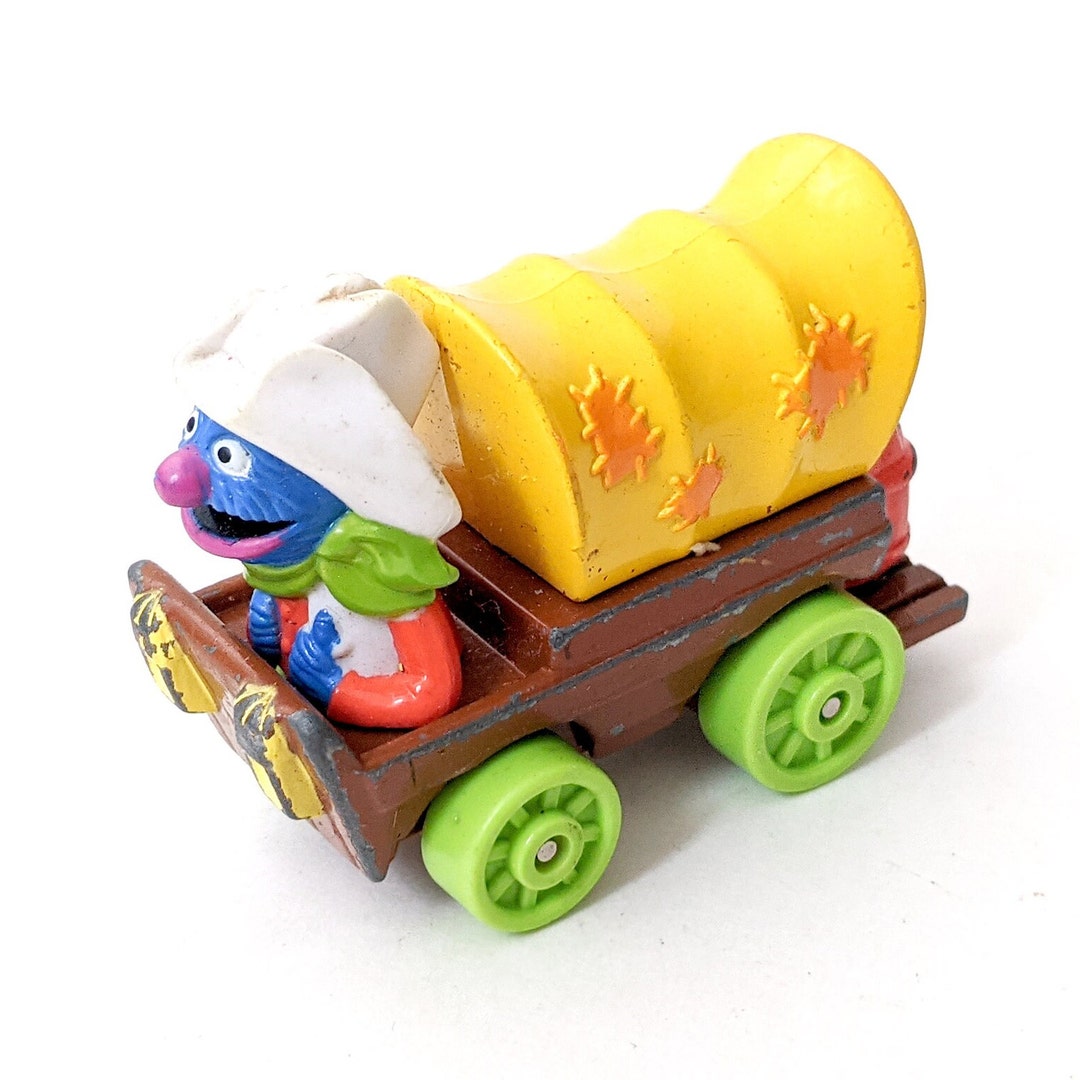 Sesame Street Car Grover in Covered Wagon 1987 Playskool Diecast Metal ...