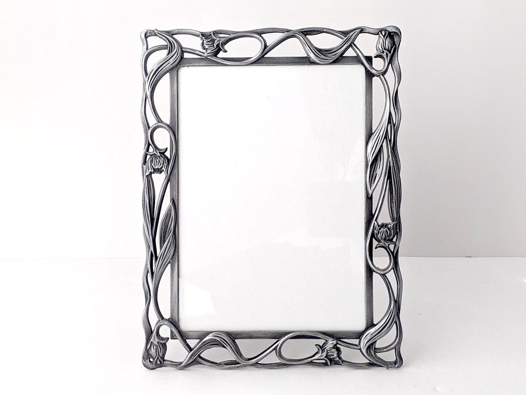 Vintage 4x6” Pewter Style Floral Frame With Vine and Leaf Lattice ...