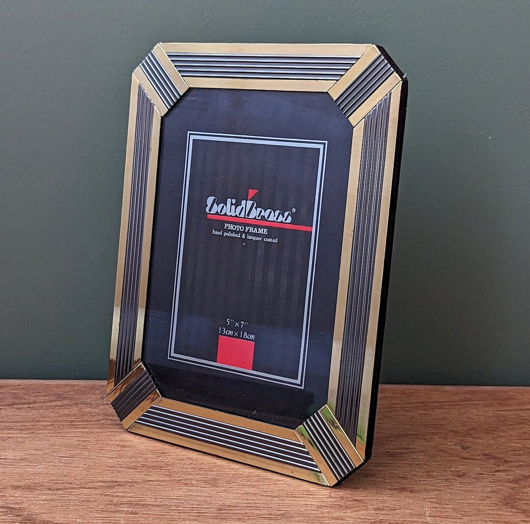 Solid Brass 80s Art Deco Style Geometric Chrome and Brass Standing ...