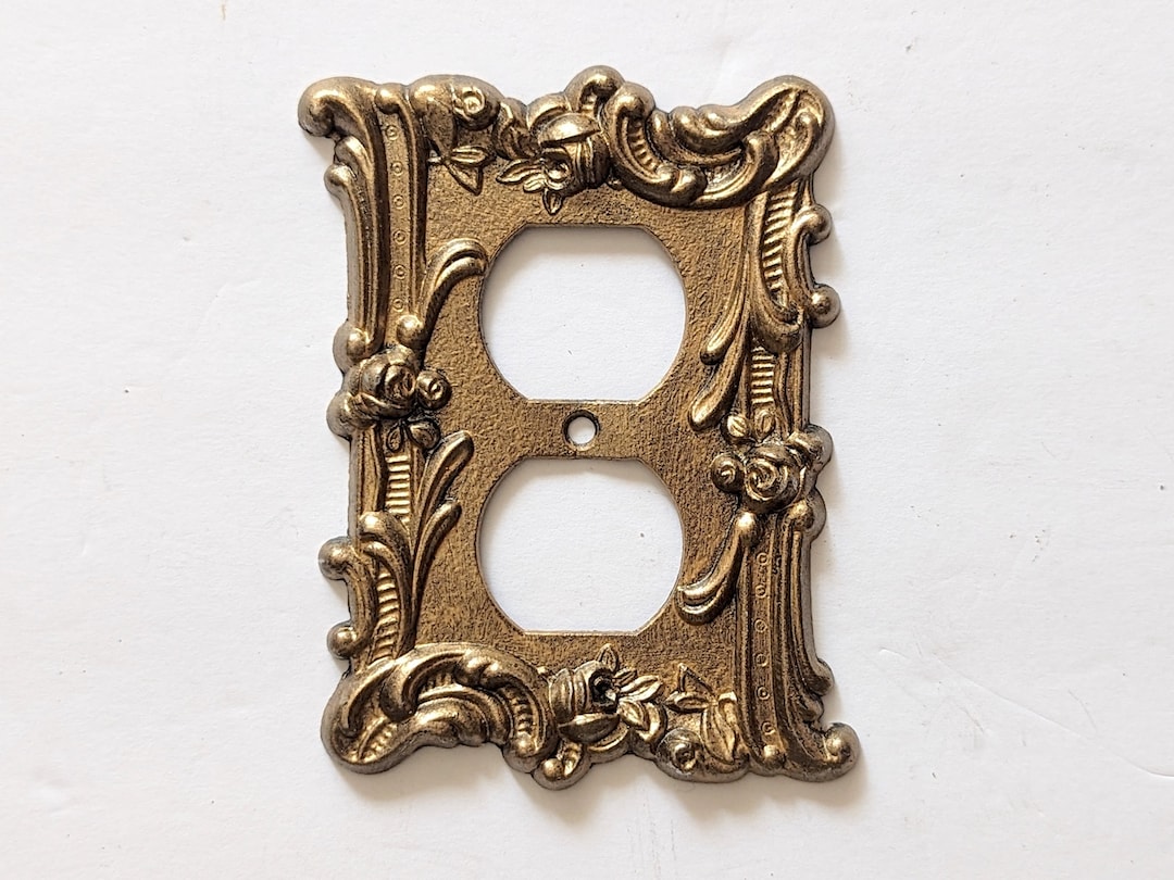 Mid Century Ornate Muted Gold Tone Metal Switch Plates and Outlet ...