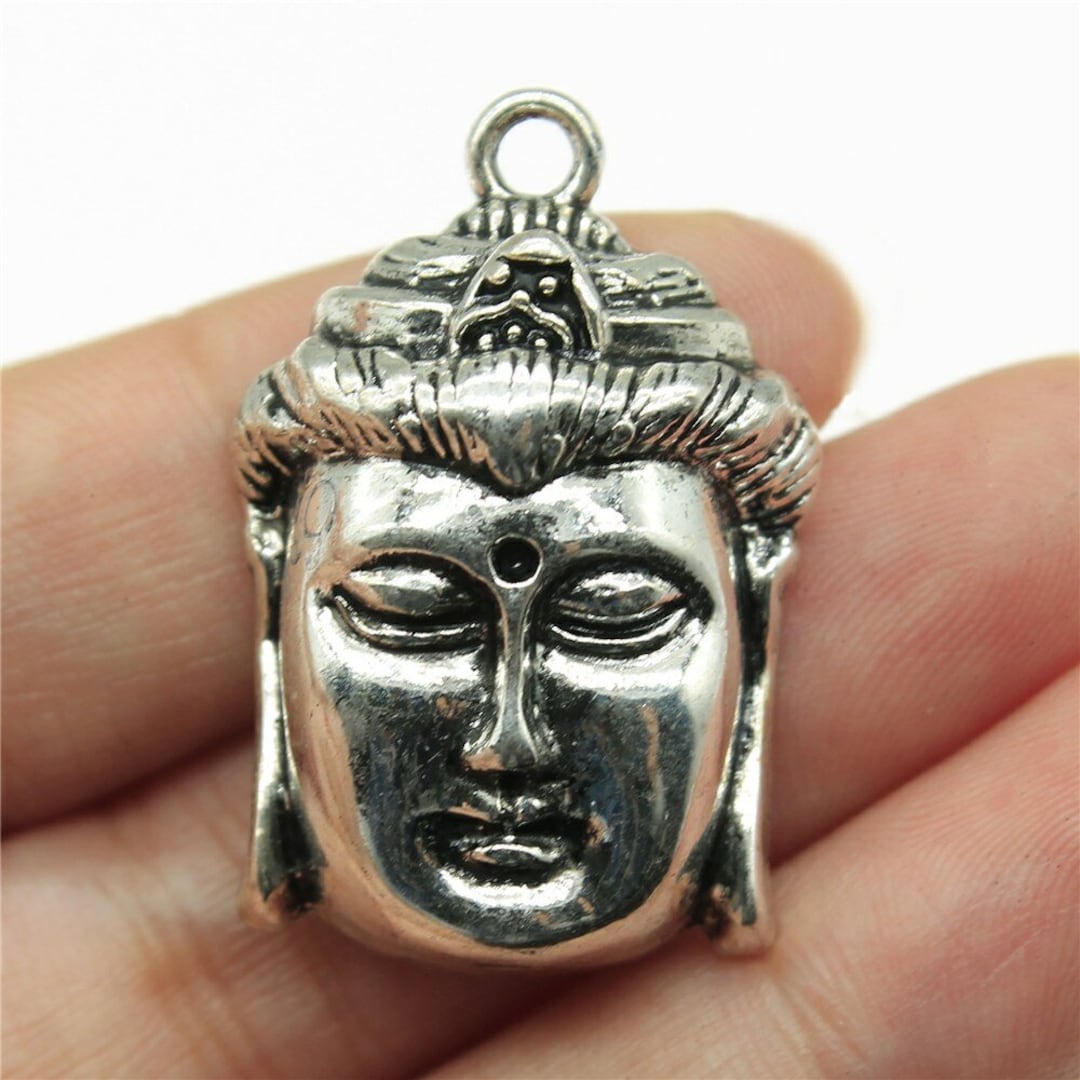 Buddha Head Buddhist Pendant Antique Silver Wicca Pagan - Etsy