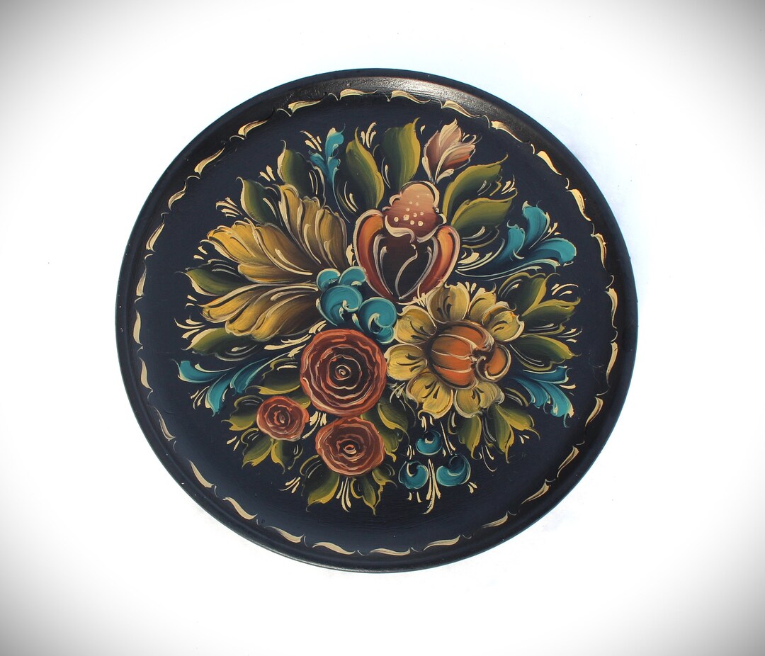 Norwegian Rosemaling in Valdres Style on a Wooden Plate - Etsy
