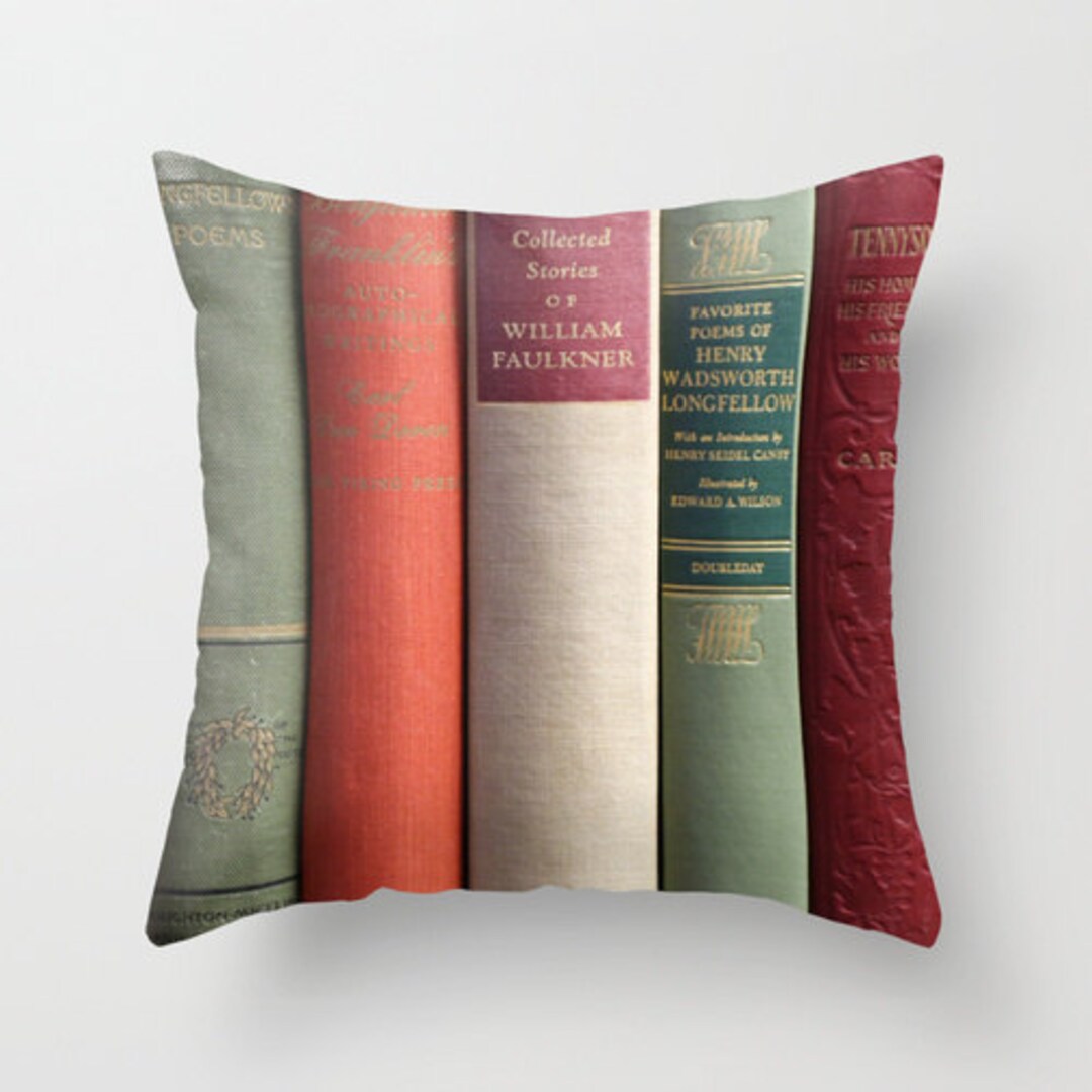 Books Pillow Cover, Old Books, Poetry Pillow, Library Pillow, Antique ...