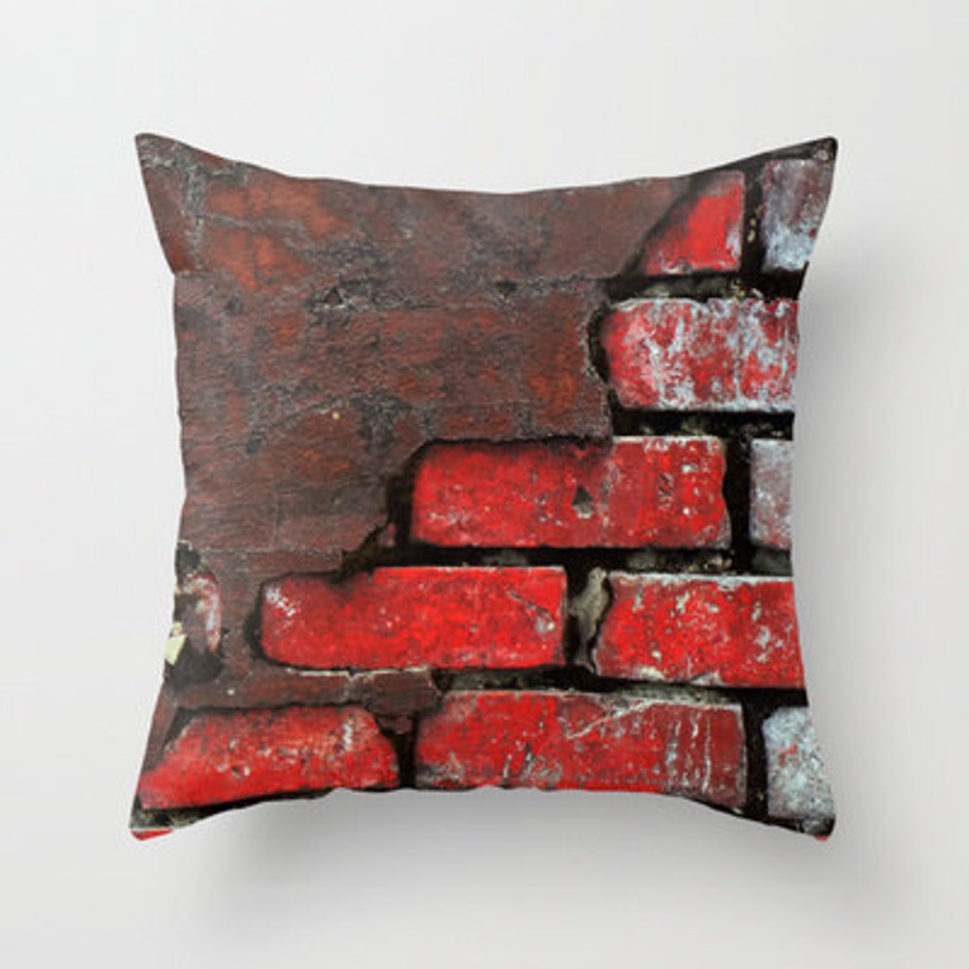 Brick Pillow Cover, Brick Throw Pillow, City Loft Pillow, Dorm Room ...