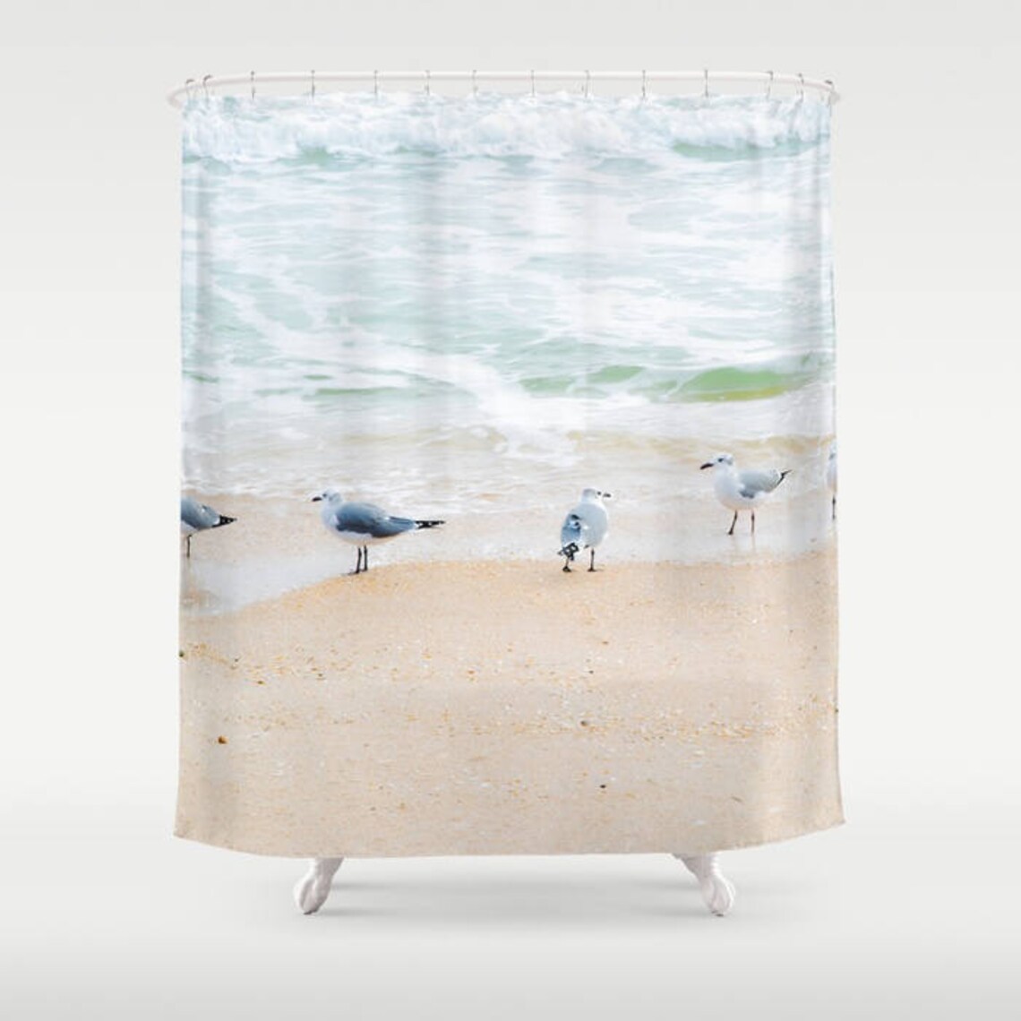 Beach Shower Curtain, Ocean Shower, Sea Shower, Seagulls Shower, Beach ...