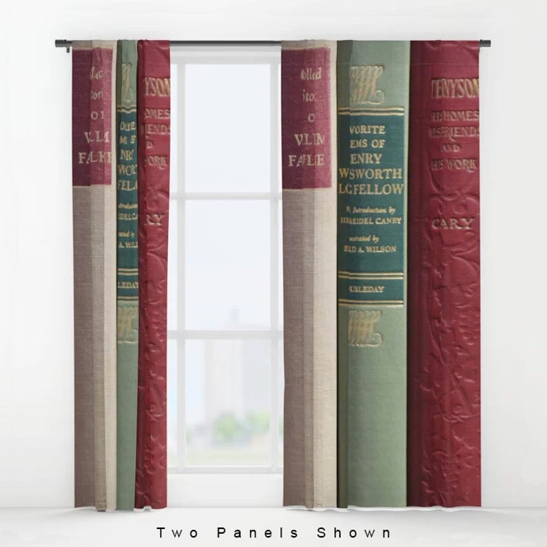 Book Curtains, Book Window Curtains, Book Drapes, Library Curtains ...