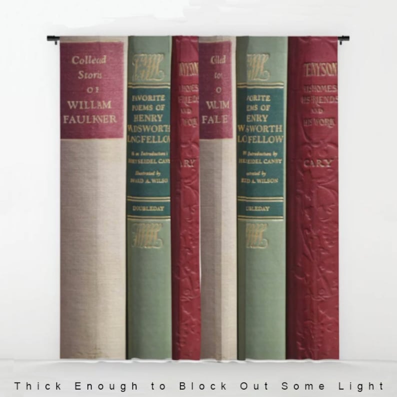 Book Curtains, Book Window Curtains, Book Drapes, Library Curtains ...