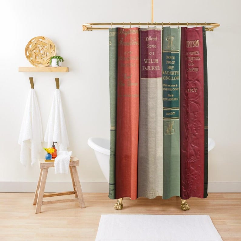 Book Shower Curtain, Book Lovers Bath, Books Bathroom, Love Reading ...