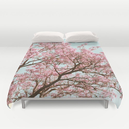 Cherry Blossom Duvet, Pink Tree Duvet, Mint Blue Duvet, Romantic ...