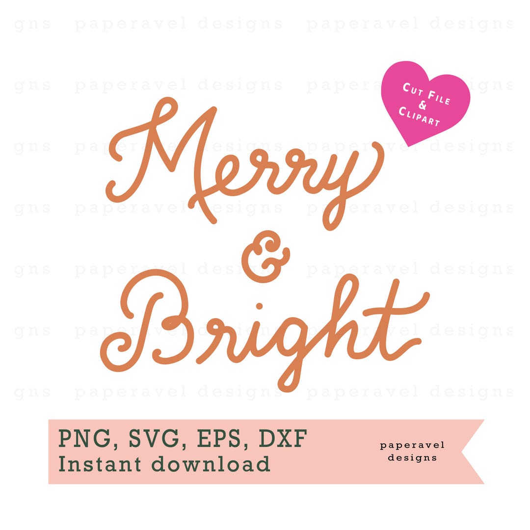 Merry and Bright Font, Merry Svg, Hand Lettered Svg, Christmas Cricut ...