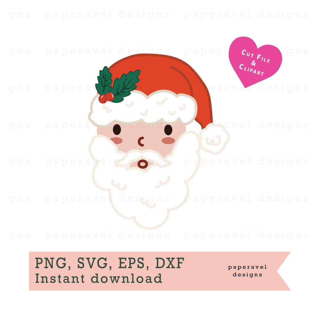 Santa Clipart, Santa Face Svg, Santa Png, Cute Santa Png, Kawaii Santa ...