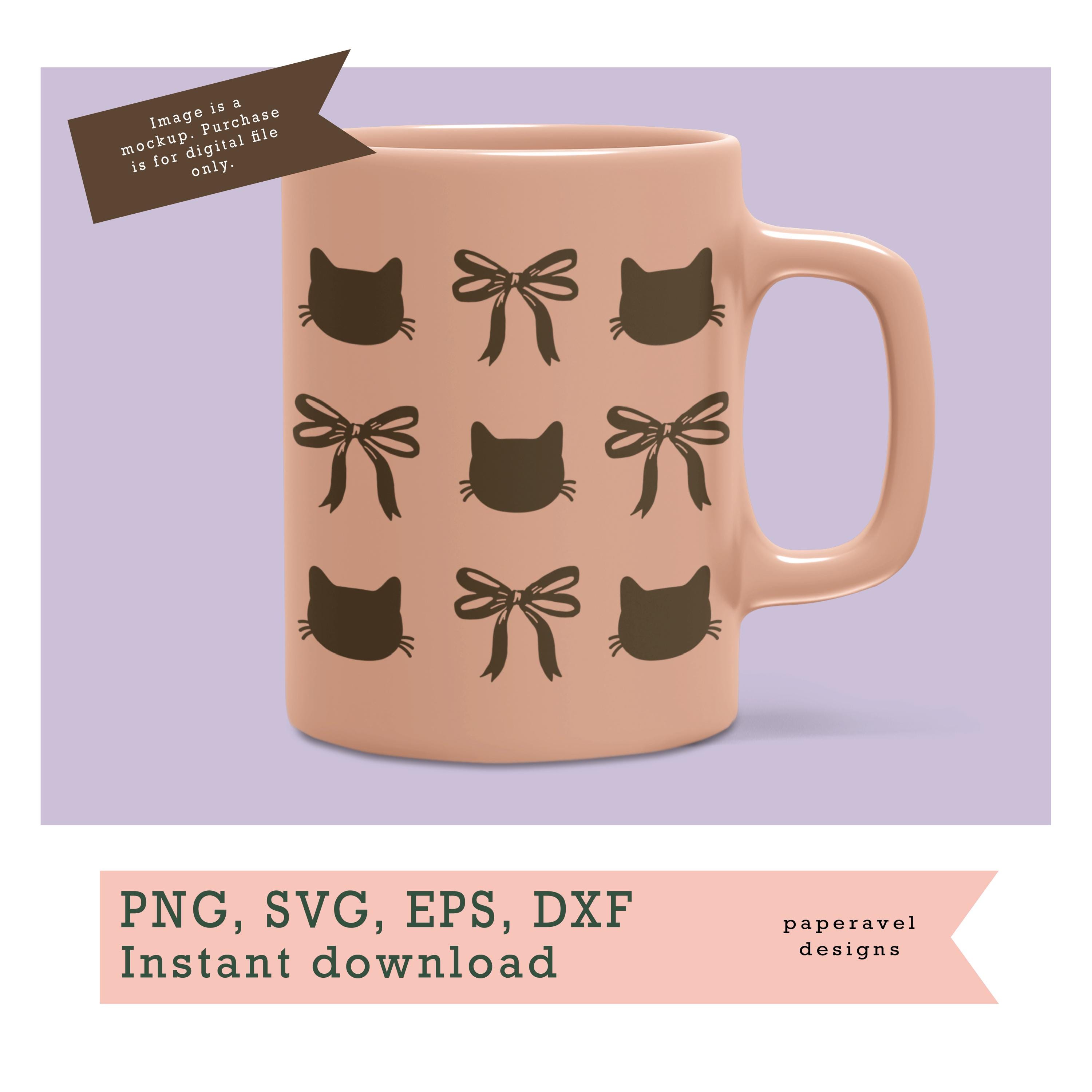 Cat With Bow Svg, Coquette Png, Cat Face Svg, Cat Halloween Png, Cricut ...