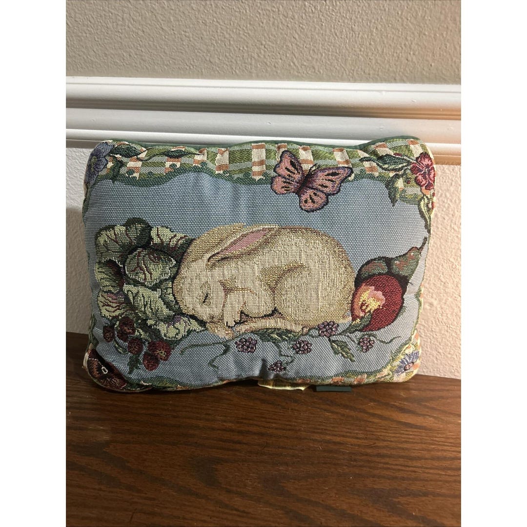 Vintage Tracy Porter Home Collection Tapestry Pillow Bunny Rabbit ...
