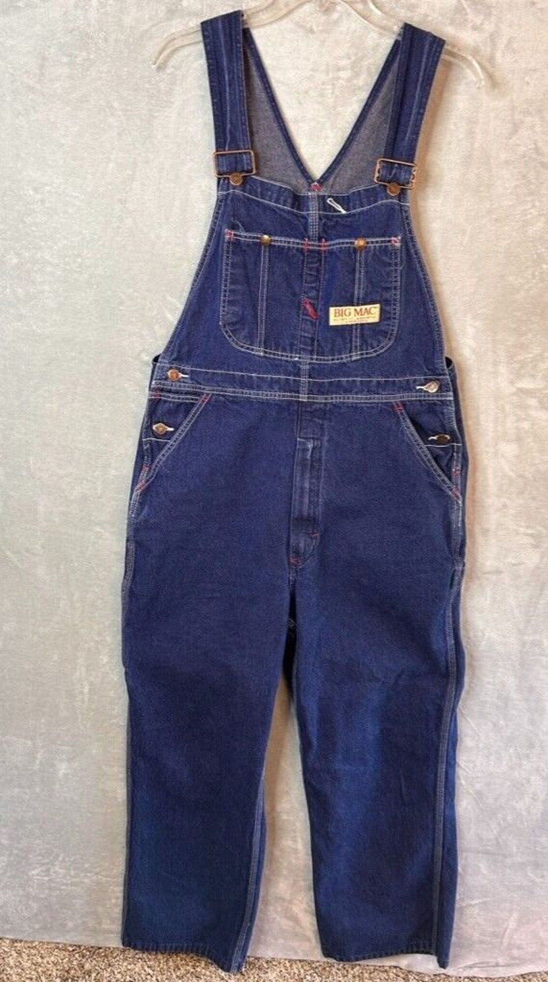 Vintage Big Mac Bib Overalls Men Blue Grunge Rockabilly Farm Square Bak ...