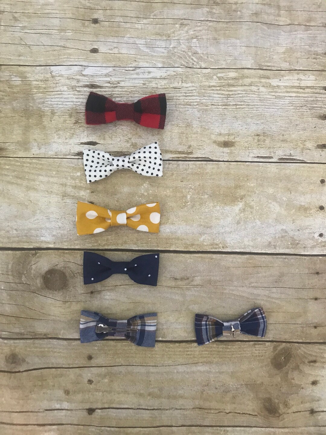 Clip on Bow Tie, Infant Bowties, Buffalo Plaid, Polka Dot, Toddler - Etsy