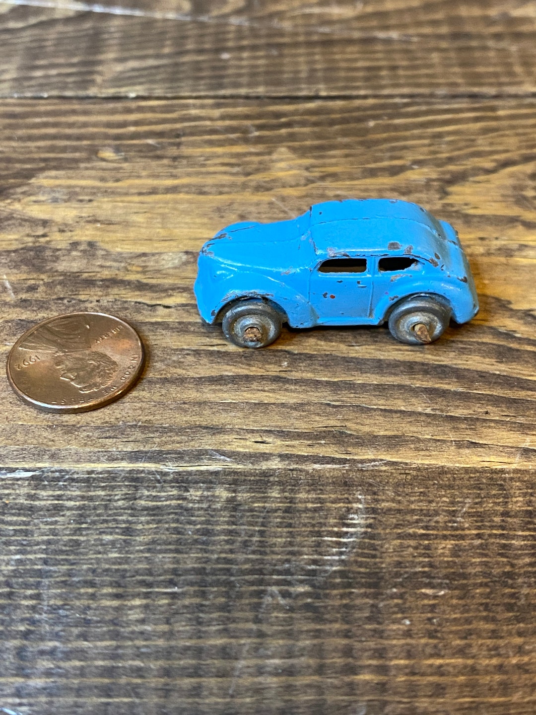 Small Steel Toy Car Blue Coupe - Etsy