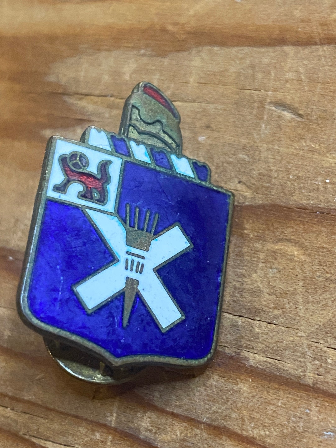 Military Pin Shield With Knight Blue Enamel Badge - Etsy