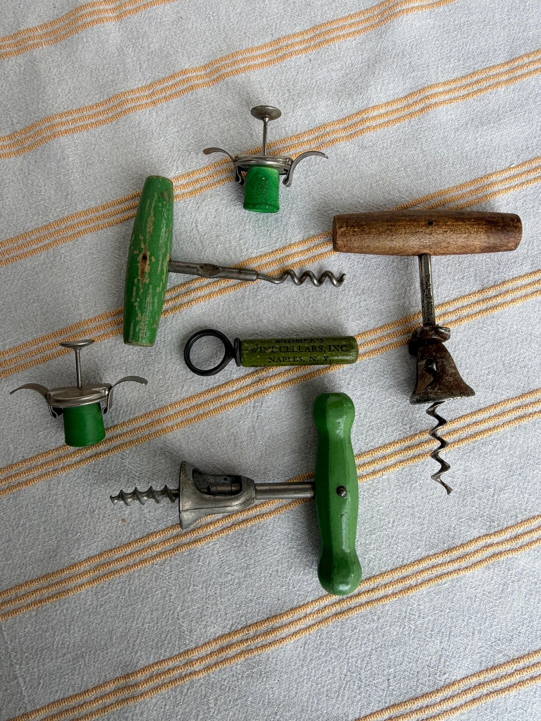 Vintage Corkscrew Bottle Stopper Set | Depression Era Bar Tools | Green ...