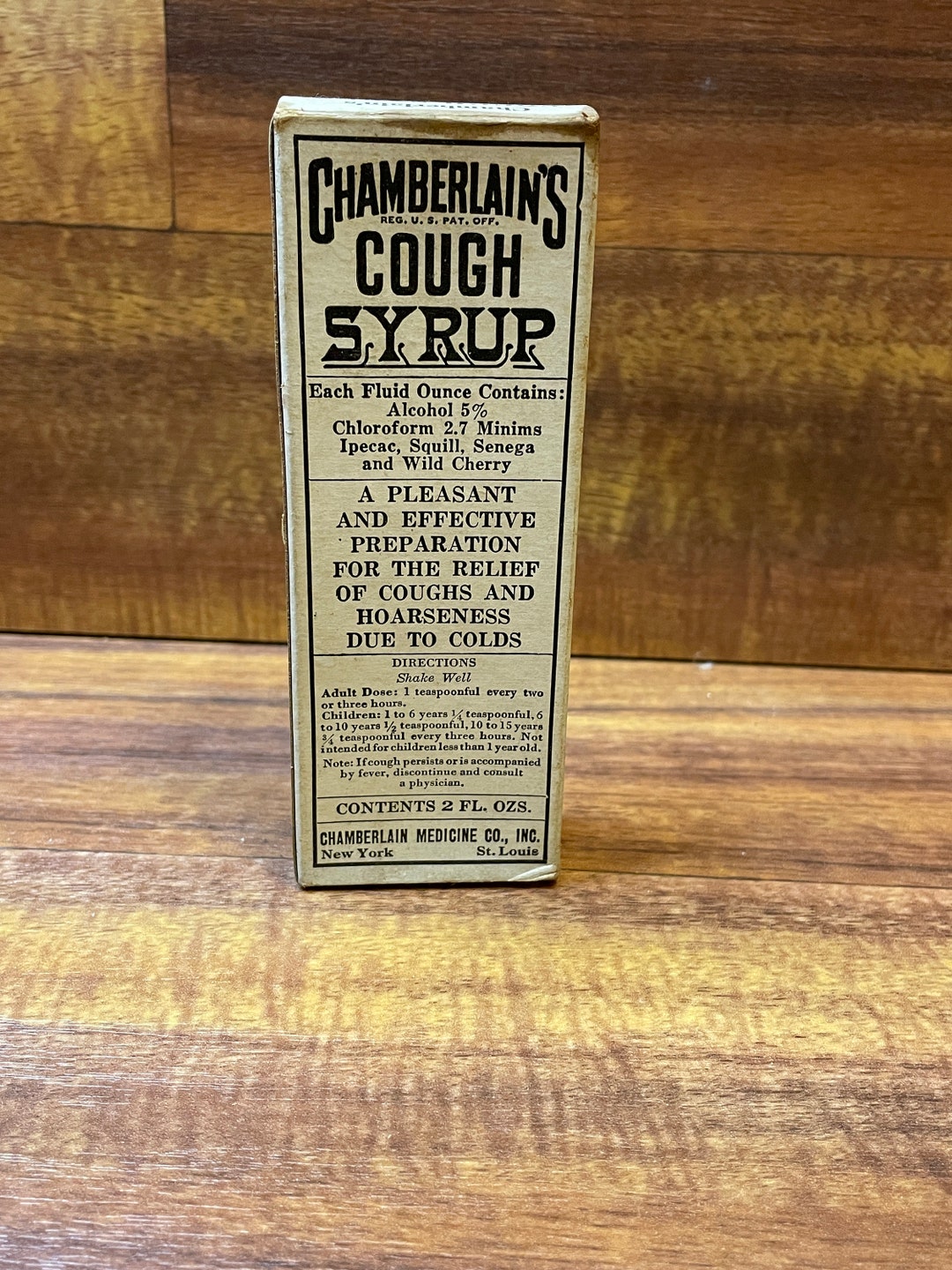 Chamberlains Cough Syrup Box, Bottle and Sample Pills - Etsy