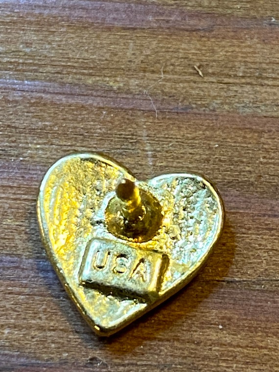 Tiny Gold Heart Pin - Gem