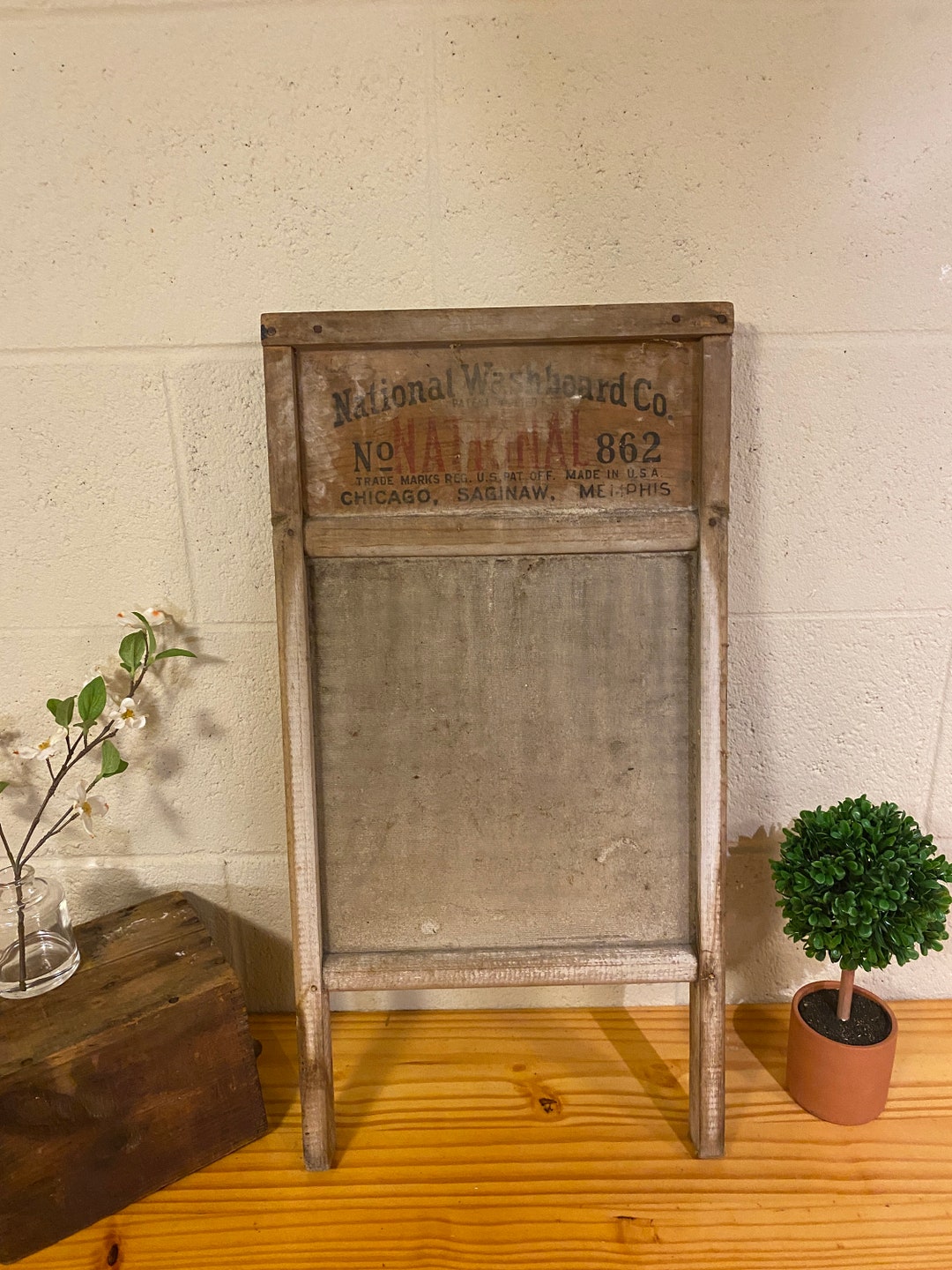 Glass Wood Washboard National Washboard Glass Scrub Board Wash Laundry ...