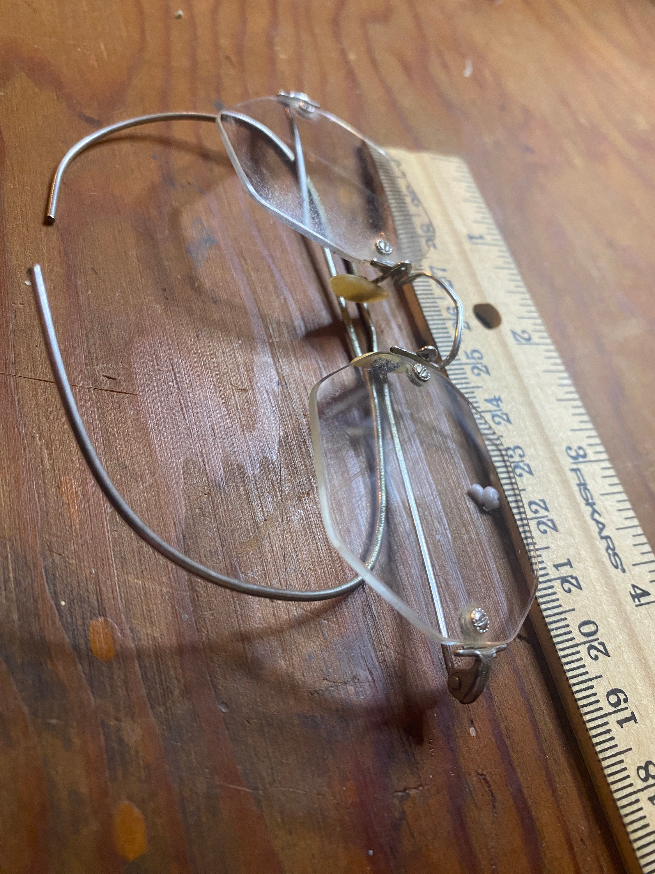 Pair of Vintage Eyeglasses With Wire Side Earpieces in Black Vintage ...