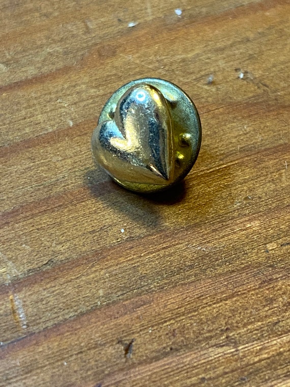 Tiny Gold Heart Pin - Gem