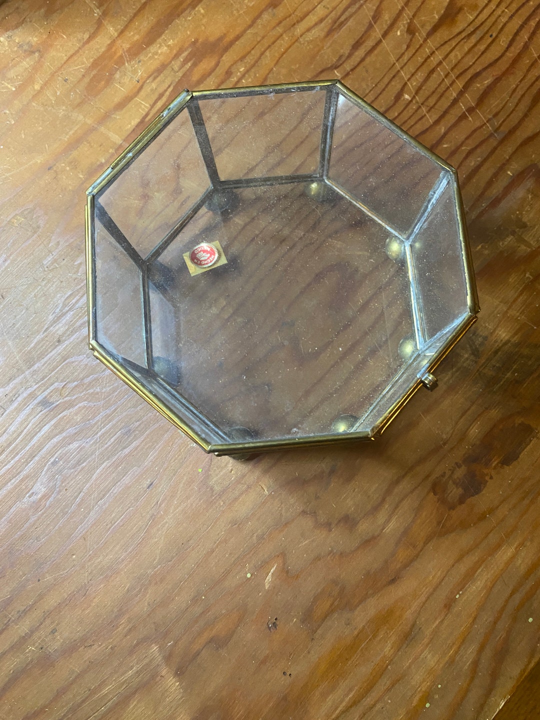 Octagon Glass and Brass Container - Etsy