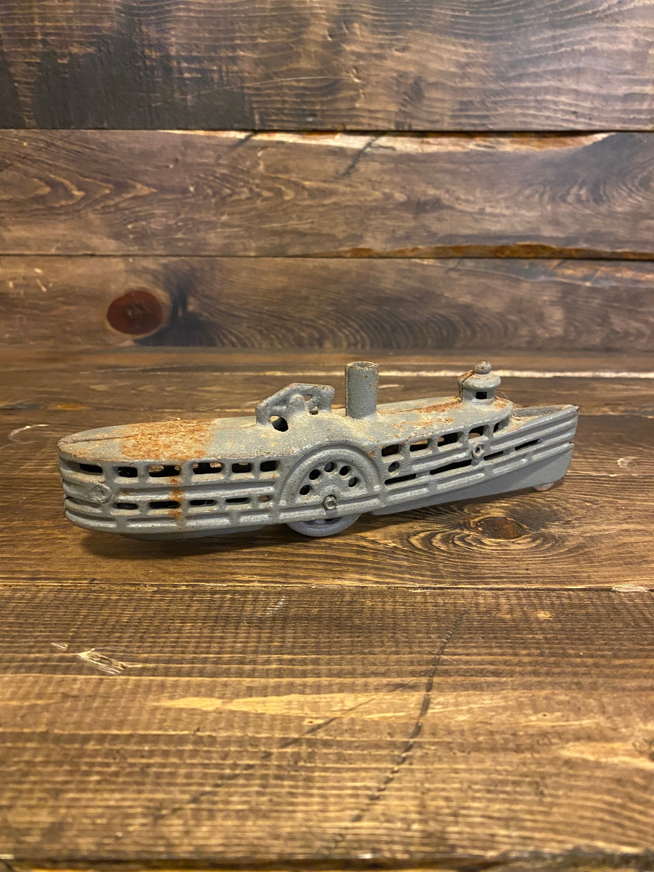 Cast Iron Grey Metal Steamboat Toy - Etsy