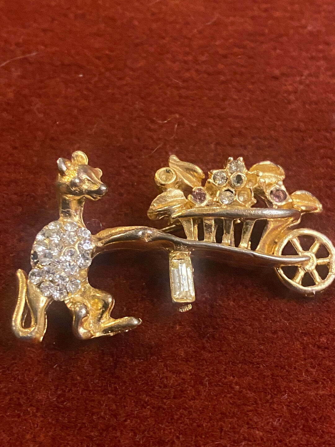 Kangaroo Brooch Pin Fruit Cart Pin Rhinestone Gold Tone Brooch Pin ...