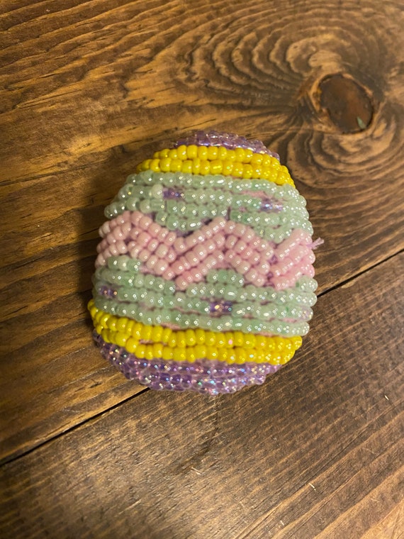 Honey Bunny Pin and Beaded Easter Egg Pin - Gem