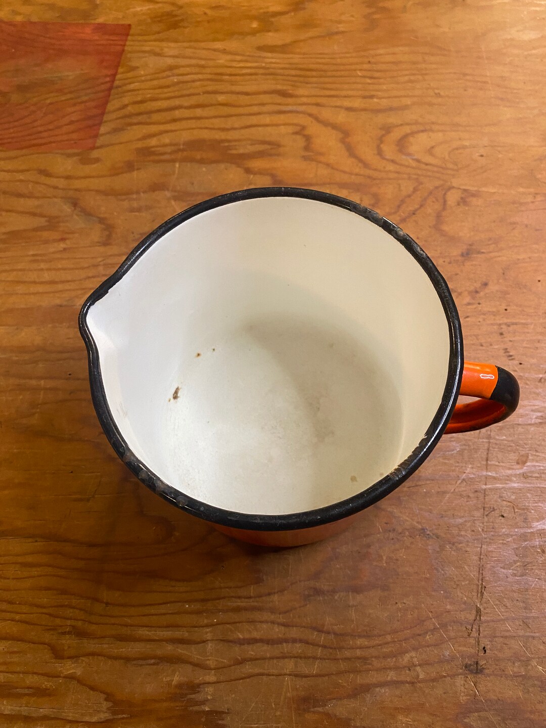 Pitcher Orange White Enamel Stove Top Water Heater Tea Coffee Camping ...