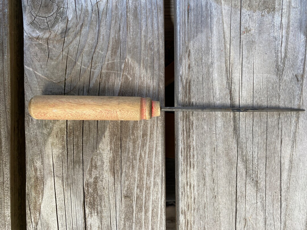 Ice Pick With Round Wood Handle With Faded Red Paint Remnants - Etsy