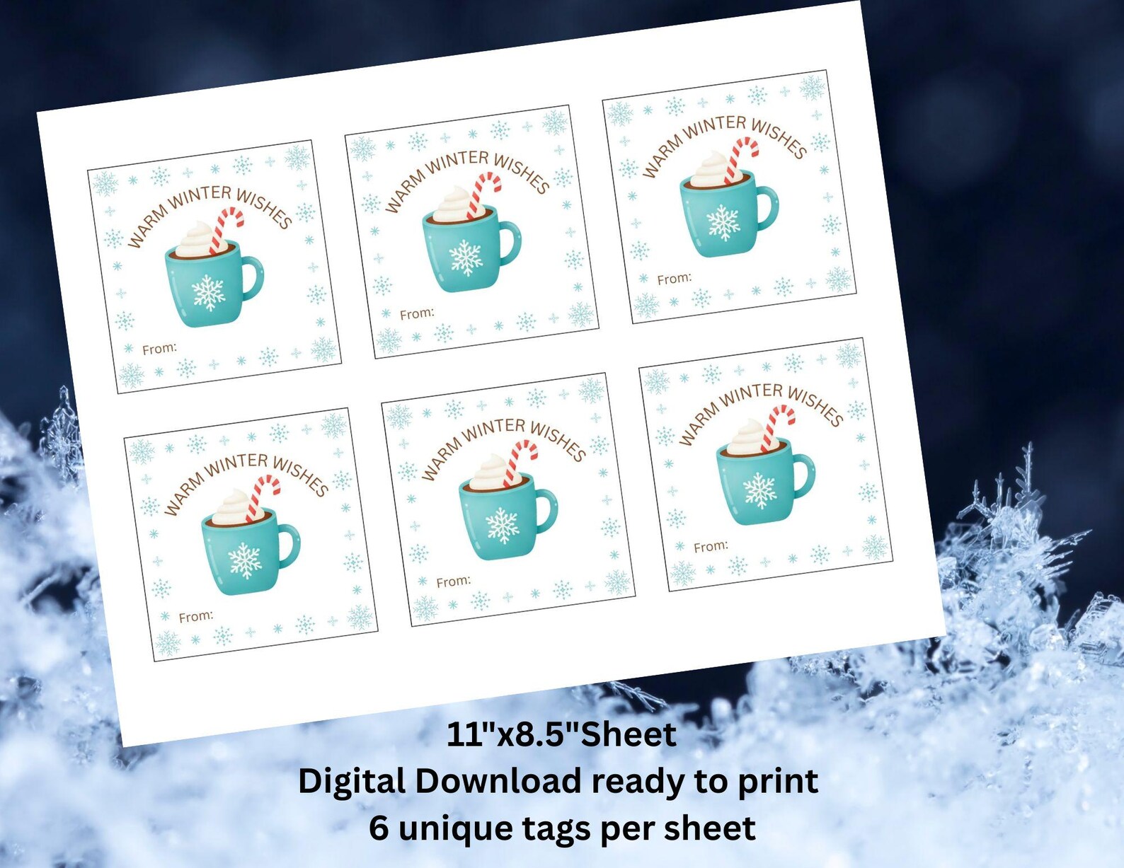 Warm Winter Wishes Gift Tags – Printable Holiday Favor Tags (PDF & JPEG ...