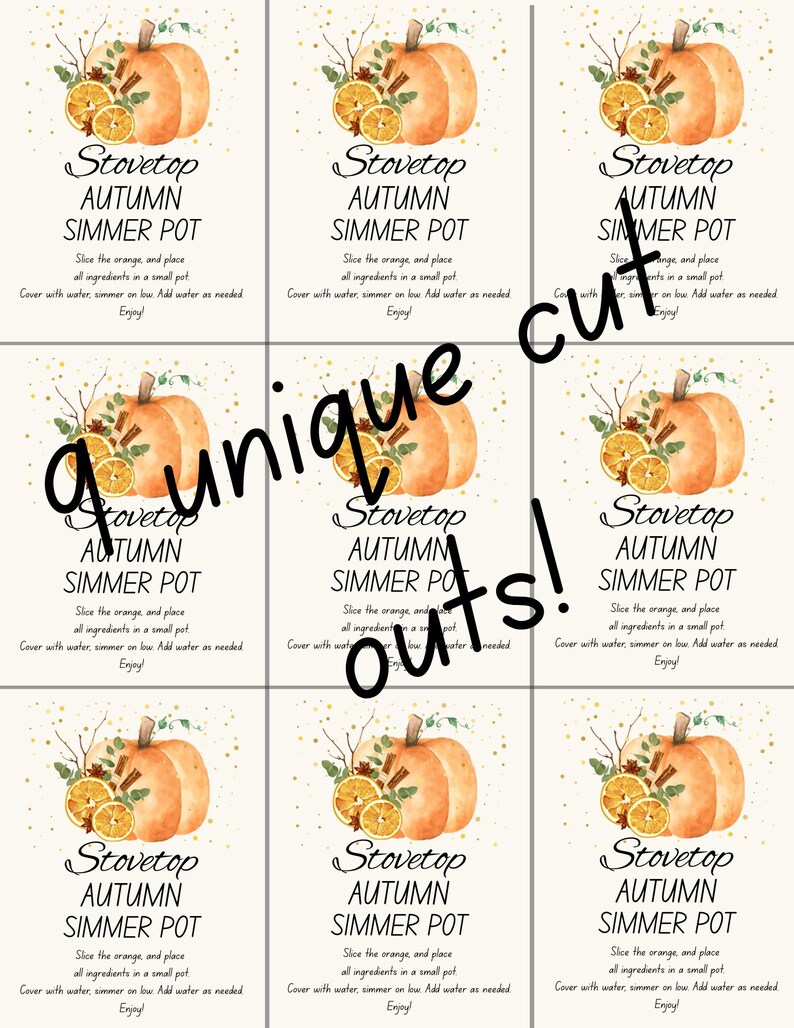 Autumn Simmer Pot Gift Tags: Printable Fall Recipes (PDF & JPG) - Etsy