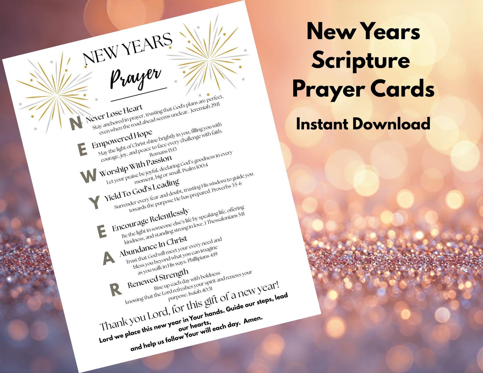 Christian New Year Scripture Prayer Cards (digital Download) - Etsy