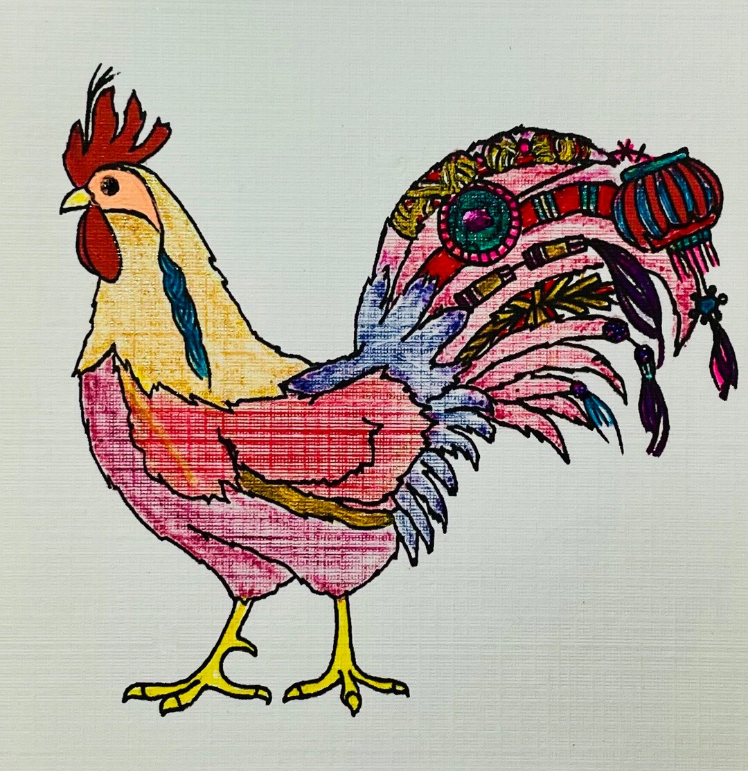 Year of the Rooster Original~ Giclee 12" X 12" 60.00 or Framed and ...